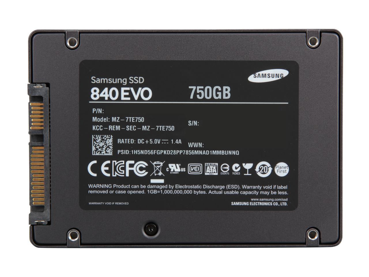 SAMSUNG 840 EVO 2.5" 750GB SATA III TLC Internal Solid State Drive (SSD ...