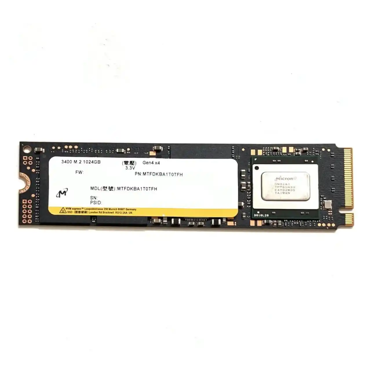 micron ssd 1tb 3400 m.2 2280 nvme pcie 4.0 gen4 x4 mtfdkba1t0tfh solid ...