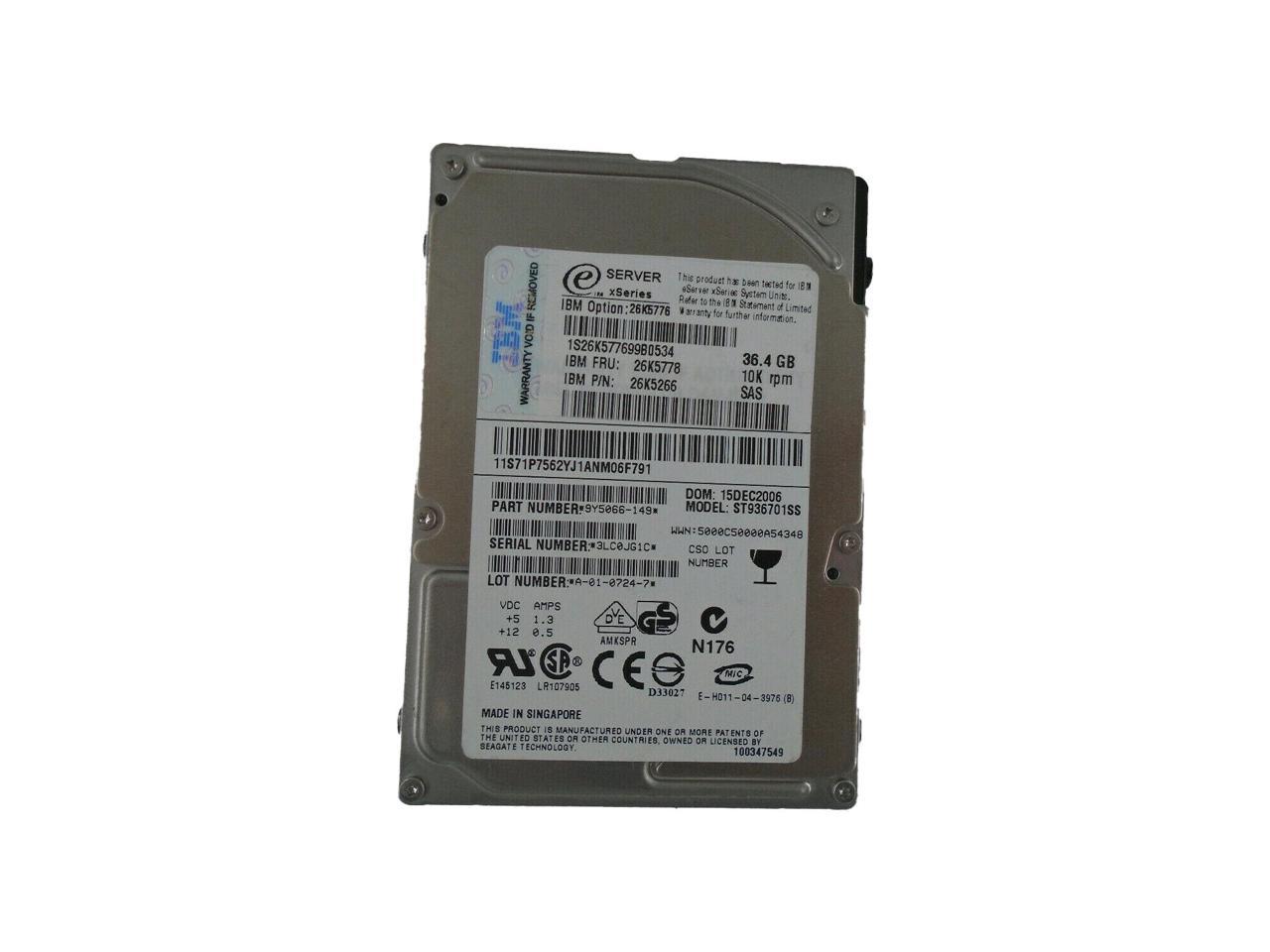 Seagate Savvio 10K.1 ST936701SS 36.7GB 10000 RPM 8MB Cache SAS 3Gb/s 2. ...